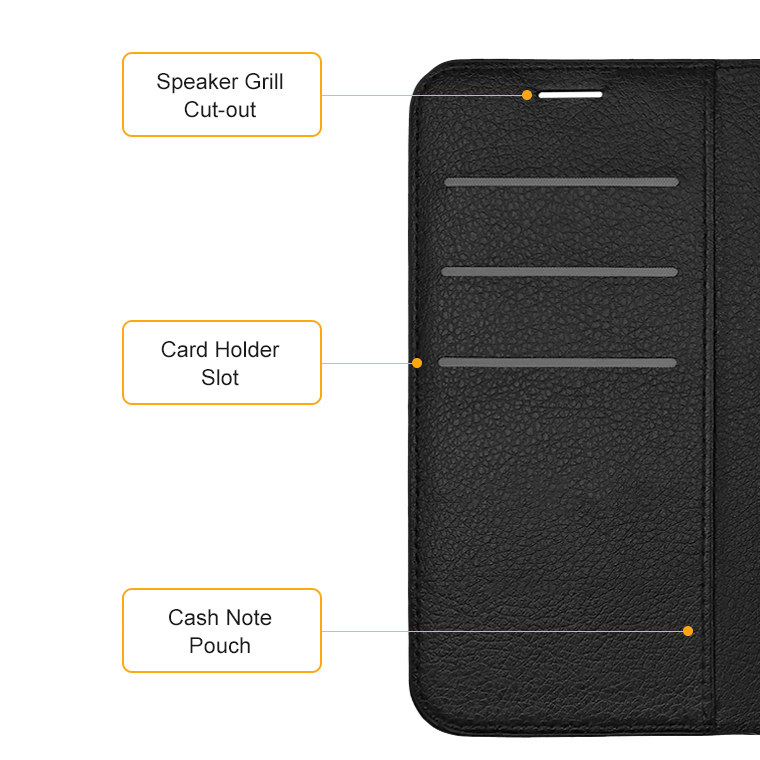 Leather Wallet Case for realme 6 (Black)