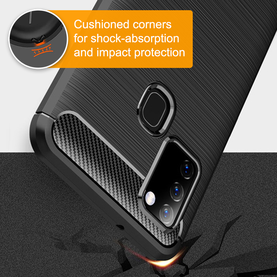 Flexi Slim Carbon Fibre Case for Samsung Galaxy A21s (Black)