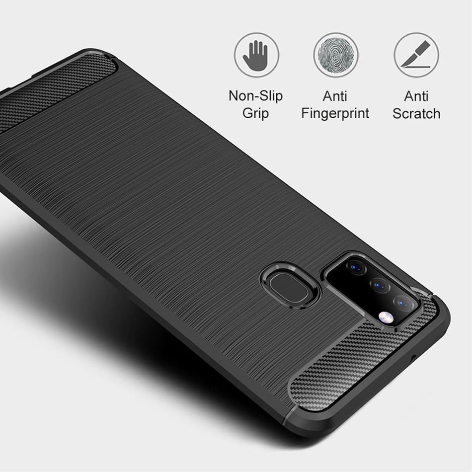 Flexi Slim Carbon Fibre Case for Samsung Galaxy A21s (Black)