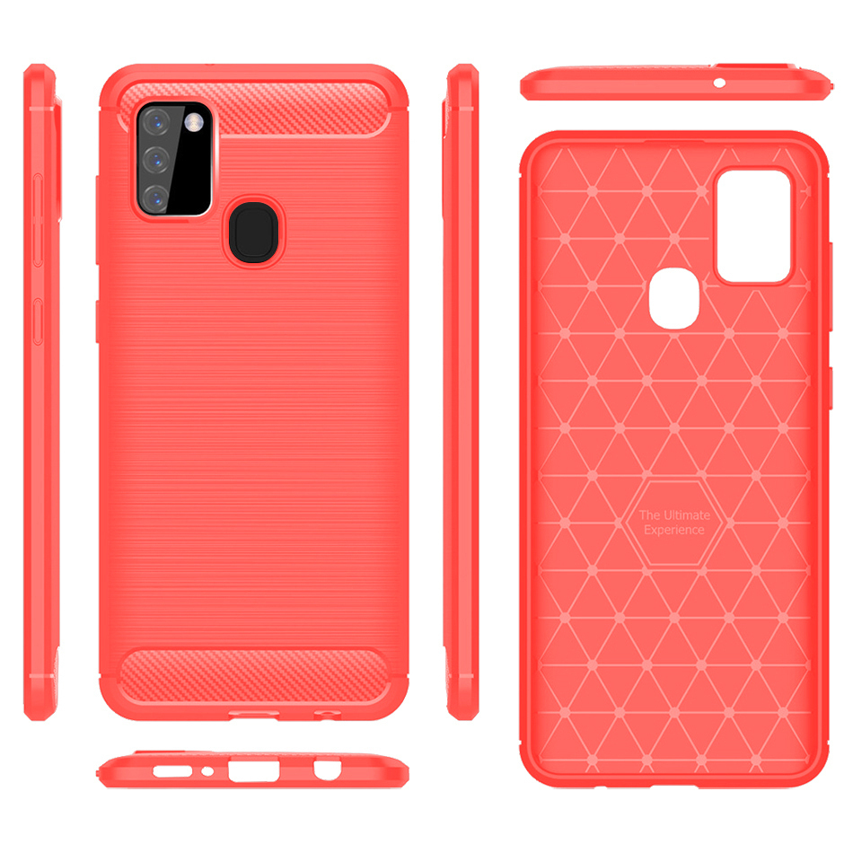 Flexi Slim Carbon Fibre Case for Samsung Galaxy A21s (Red)