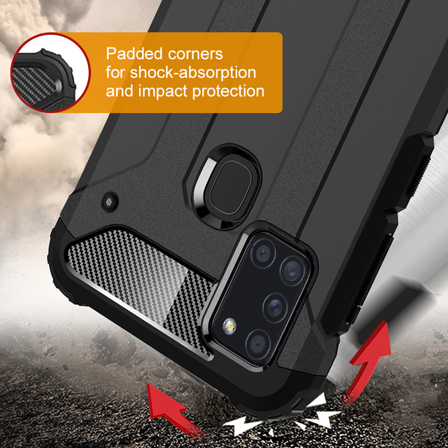Military Defender Shockproof Case for Galaxy A21s (Black)