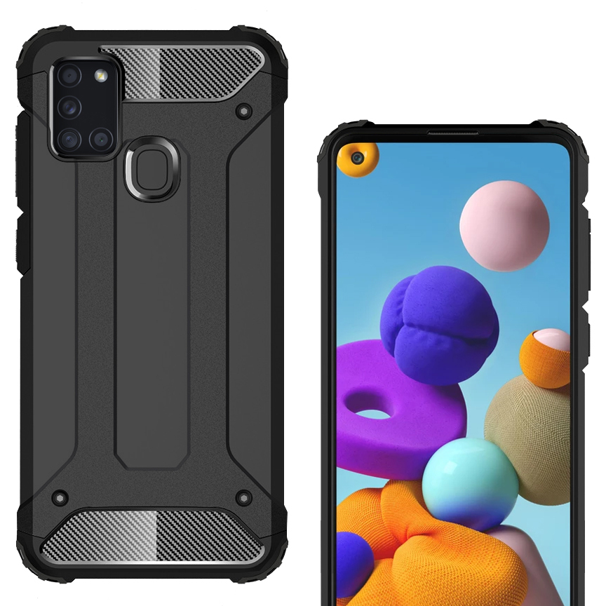 Military Defender Shockproof Case for Galaxy A21s (Black)