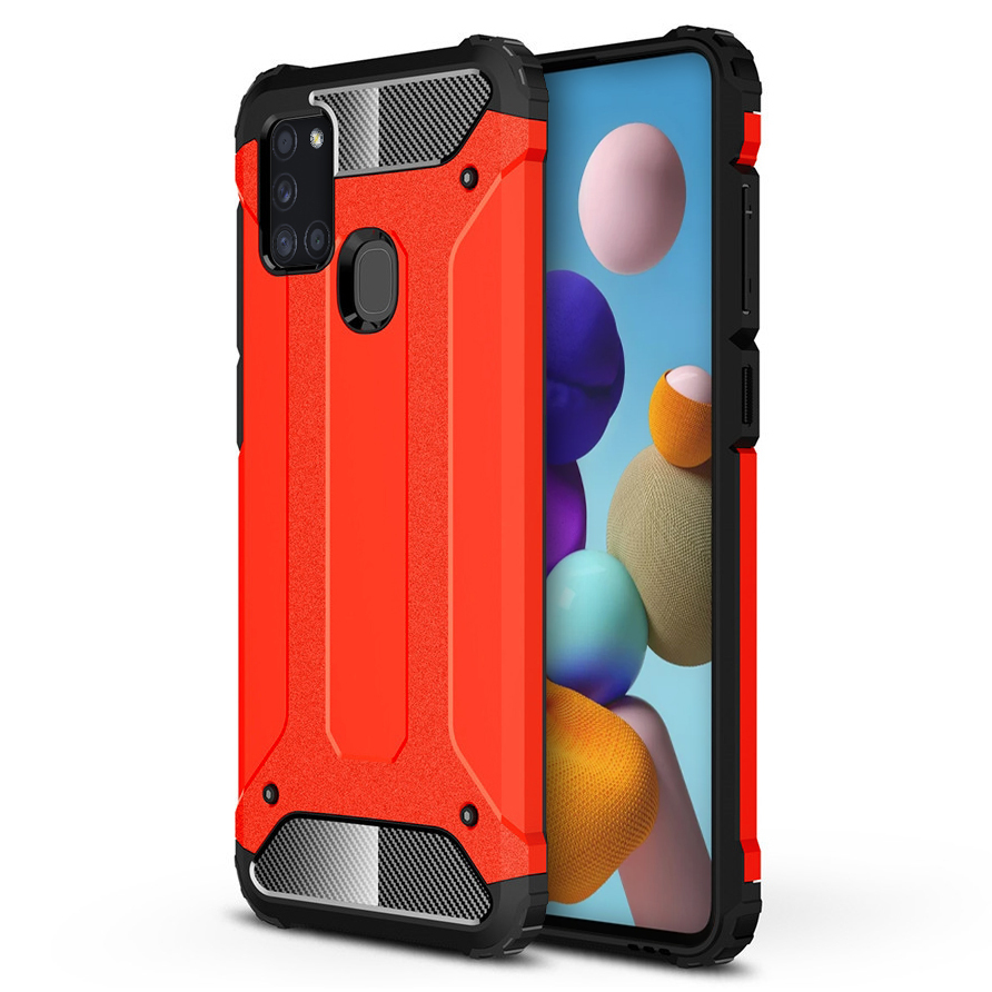 Military Defender Shockproof Case for Galaxy A21s (Red)