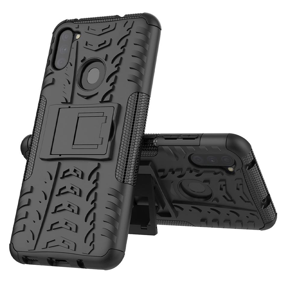 Dual Layer Rugged Tough Case for Samsung Galaxy A11 (Black)