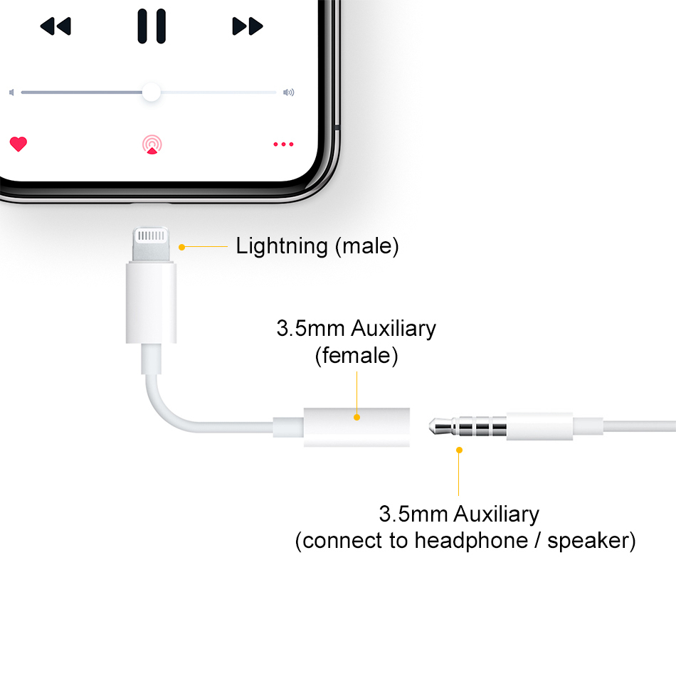 Lightning to 3.5mm Headphone Jack (Female) Audio Adapter Cable