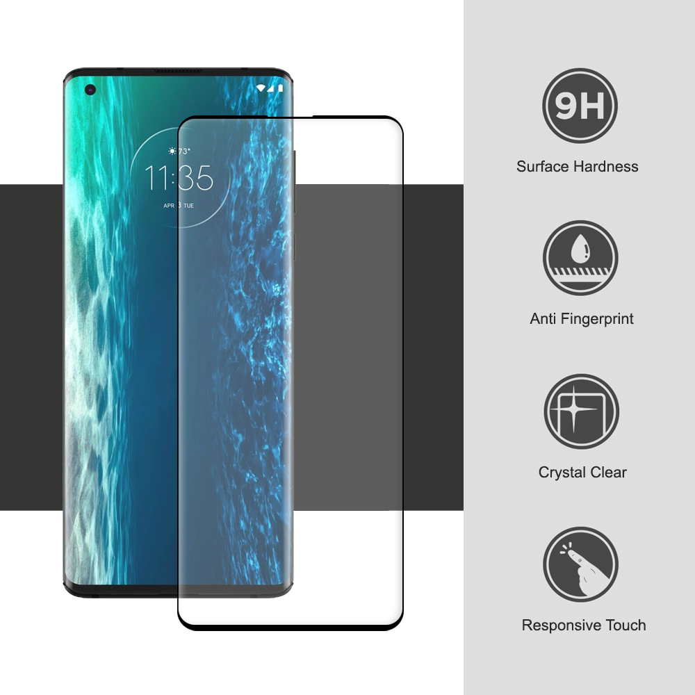 3D Tempered Glass Screen Protector for Motorola Edge (Black)