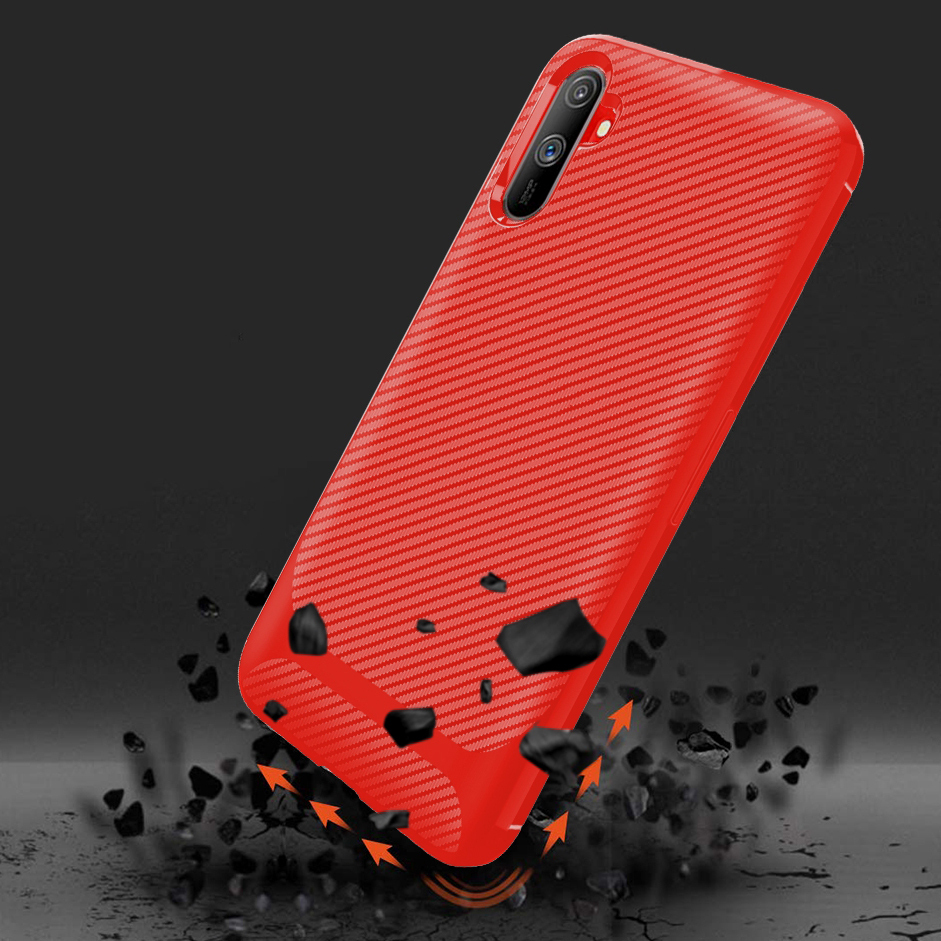 Flexi Slim Carbon Fibre Case for realme C3 (Red)