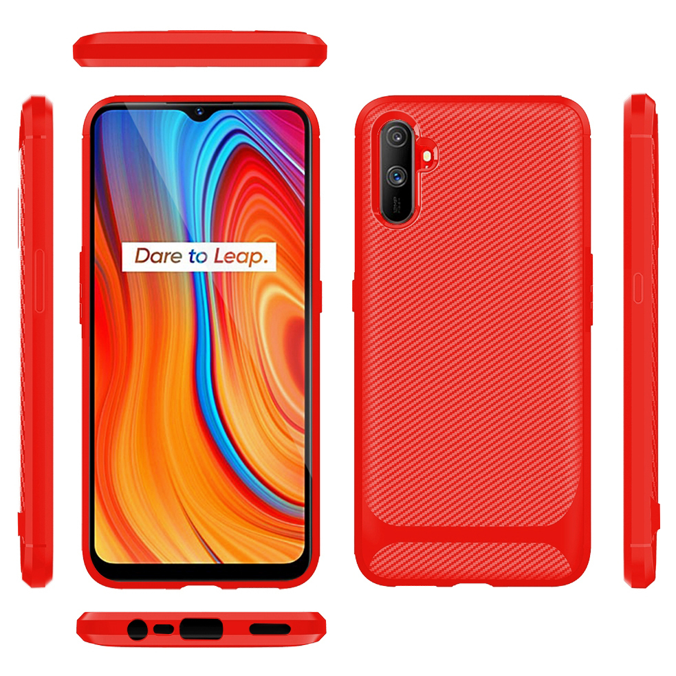 Flexi Slim Carbon Fibre Case for realme C3 (Red)
