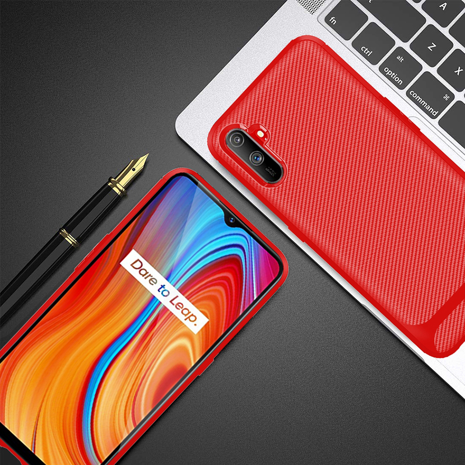 Flexi Slim Carbon Fibre Case for realme C3 (Red)