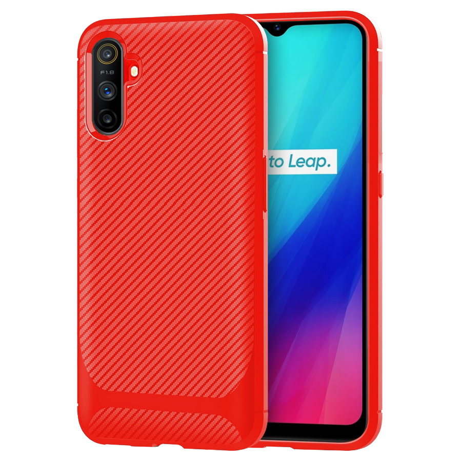 Flexi Slim Carbon Fibre Case for realme C3 (Red)