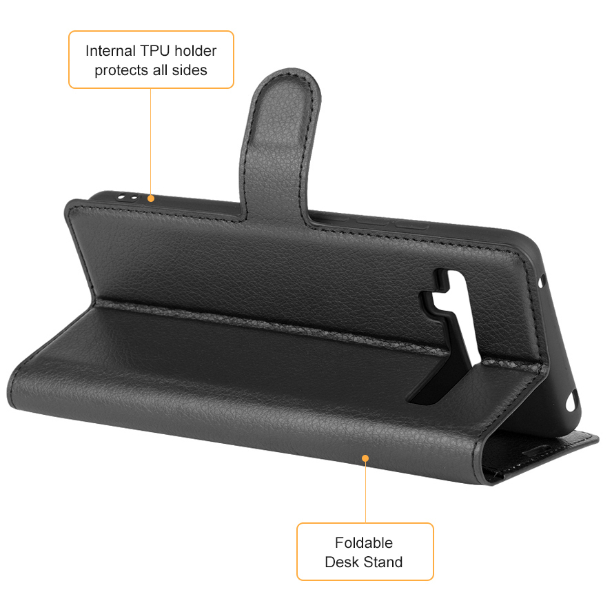 Leather Wallet Case for TCL 10 Pro (Black)