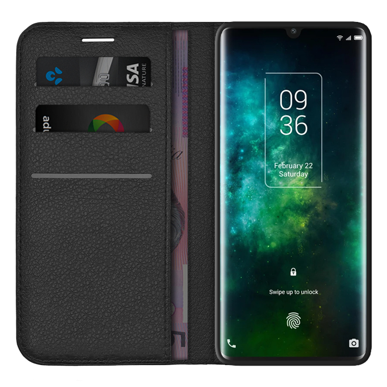 Leather Wallet Case for TCL 10 Pro (Black)