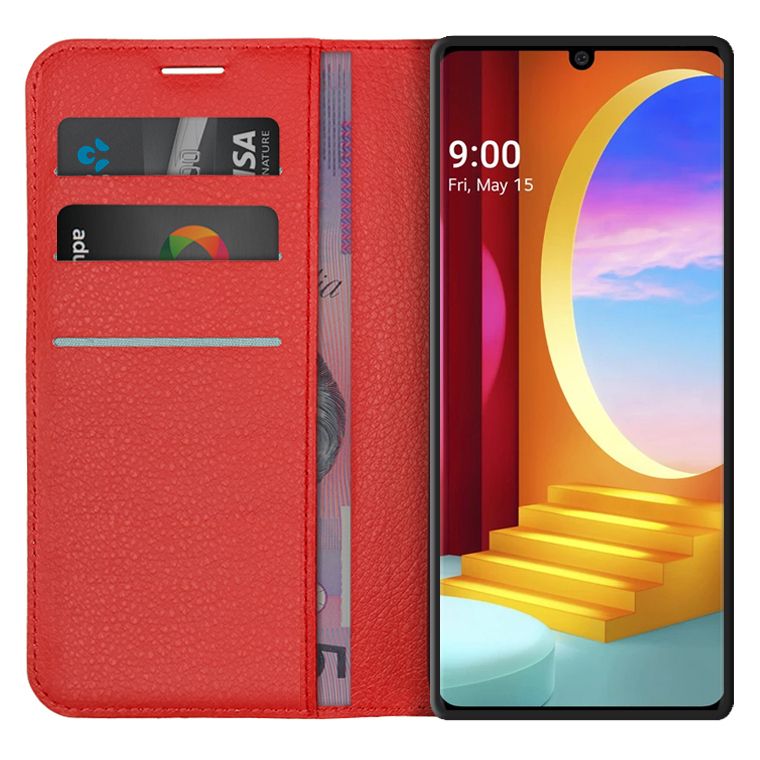 Leather Wallet Case for LG Velvet 5G (Red)