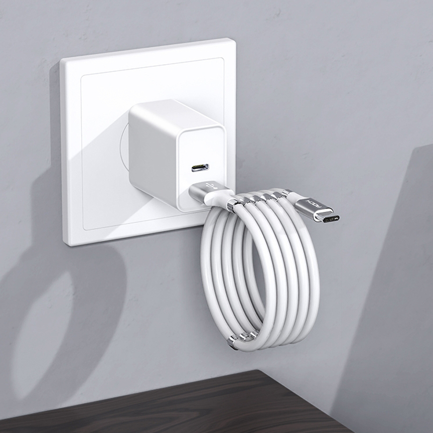 Rock Silicone USB Type-C Magnetic Self Winding Cable (1.8m)