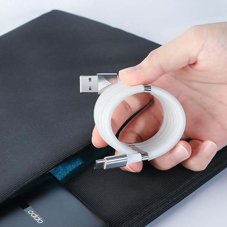 Rock Silicone USB Type-C Magnetic Self Winding Cable (0.9m)