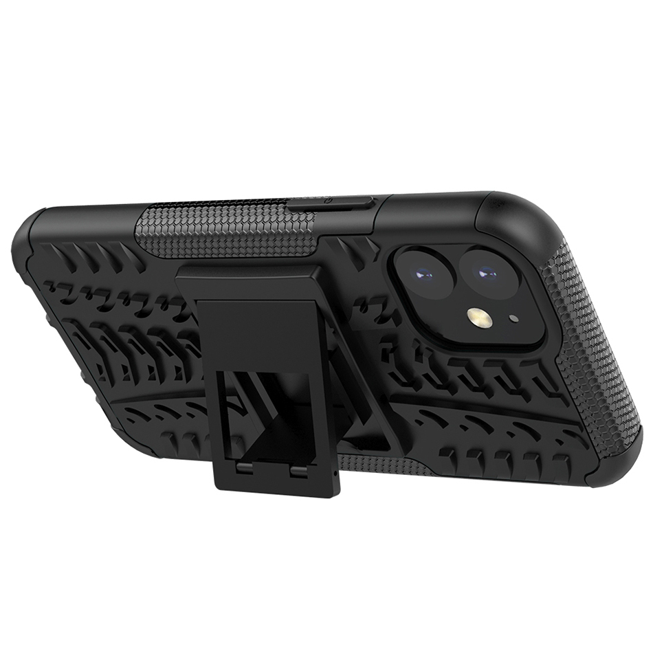 Dual Layer Rugged Tough Case for Apple iPhone 12 Mini (Black)