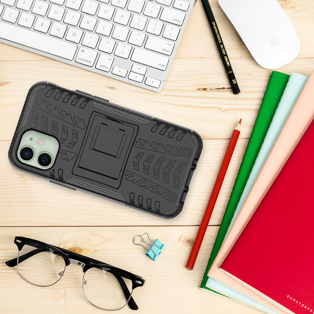 Dual Layer Rugged Tough Case for Apple iPhone 12 Mini (Black)