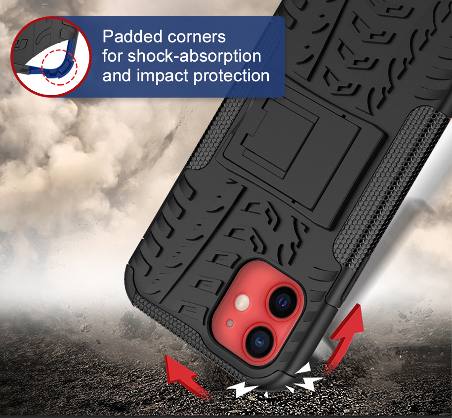 Dual Layer Rugged Tough Case for Apple iPhone 12 / 12 Pro (Black)