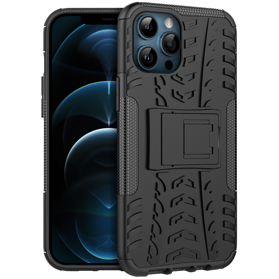 Dual Layer Rugged Tough Case for Apple iPhone 12 Pro Max (Black)