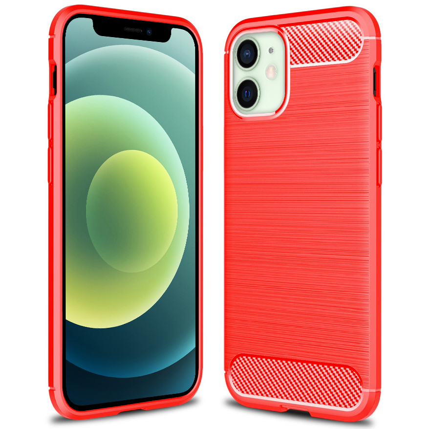 Flexi Slim Carbon Fibre Case for Apple iPhone 12 Mini (Red)