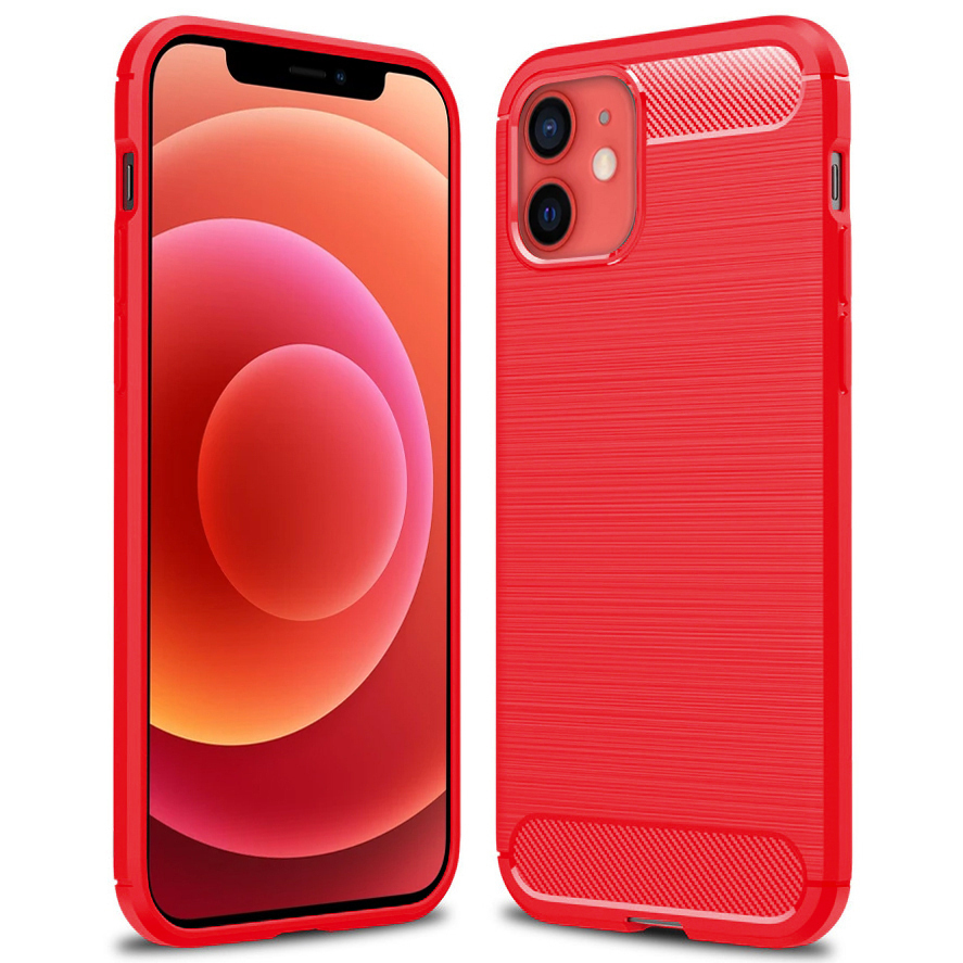 Flexi Slim Carbon Fibre Case for Apple iPhone 12 / 12 Pro (Red)