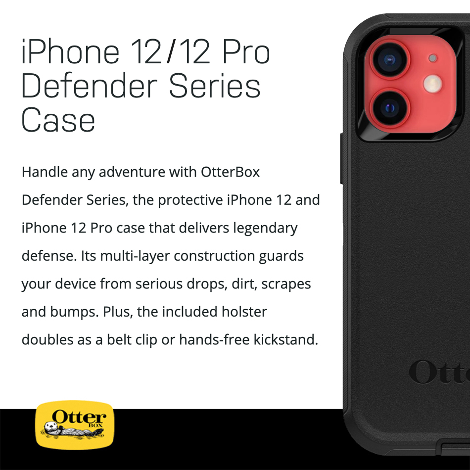 OtterBox Defender Case for Apple iPhone 12 / 12 Pro (Black)