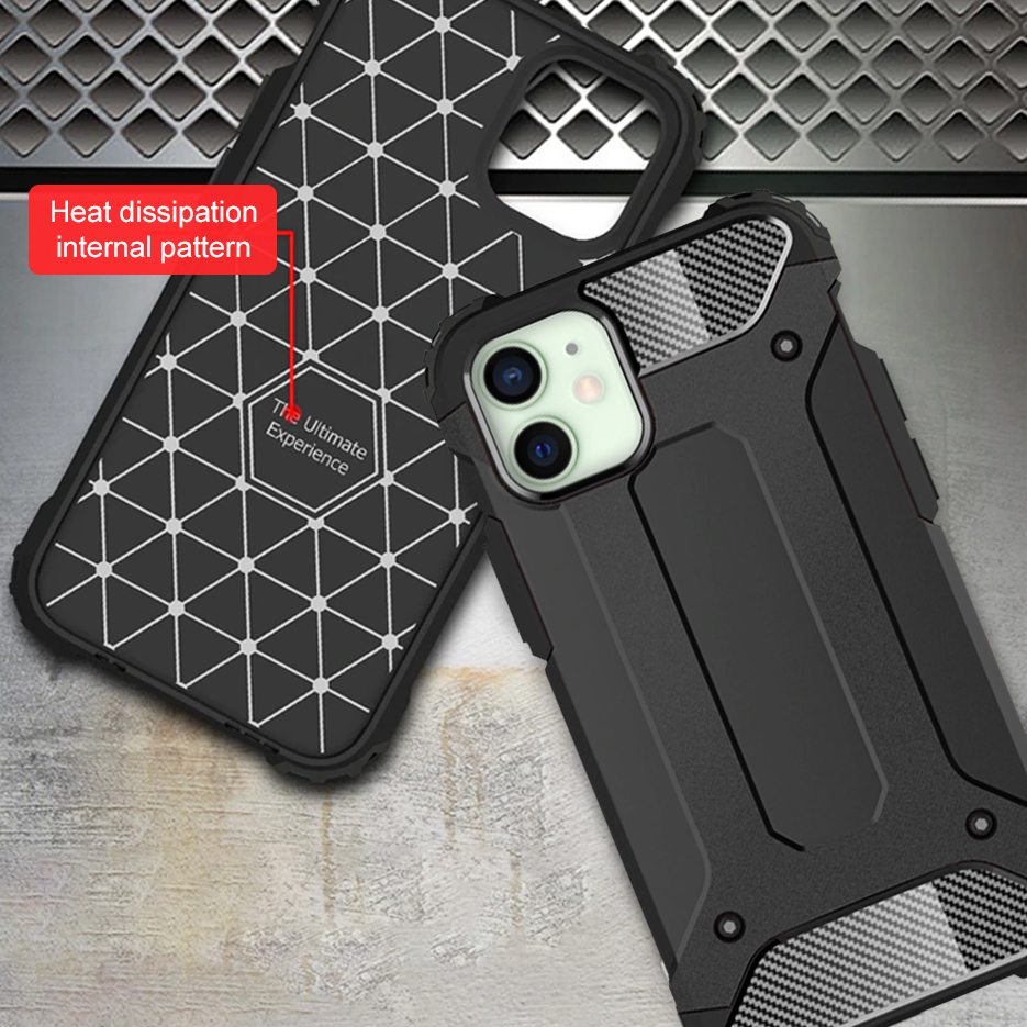 Military Defender Shockproof Case for iPhone 12 Mini (Black)