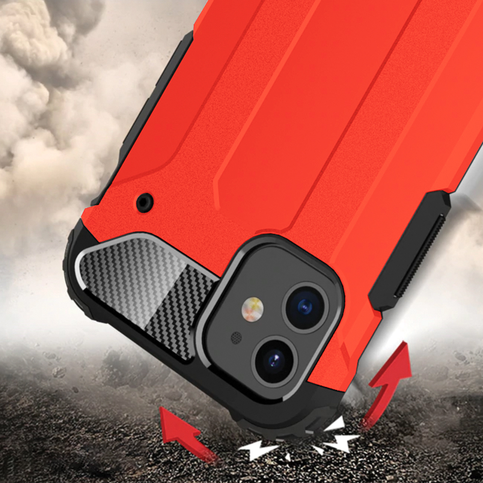 Military Defender Shockproof Case for iPhone 12 Mini (Red)