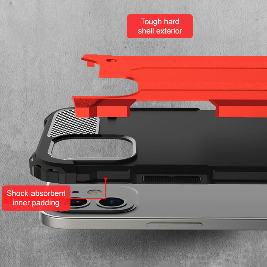 Military Defender Shockproof Case for iPhone 12 Mini (Red)