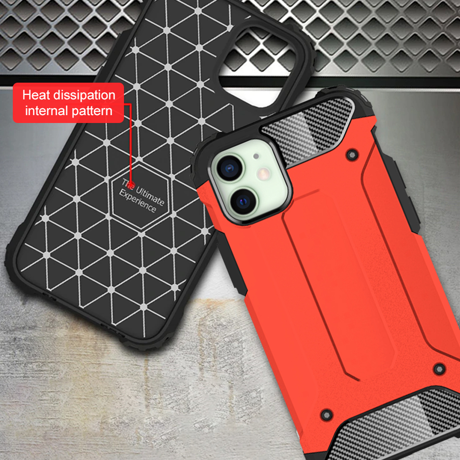 Military Defender Shockproof Case for iPhone 12 Mini (Red)