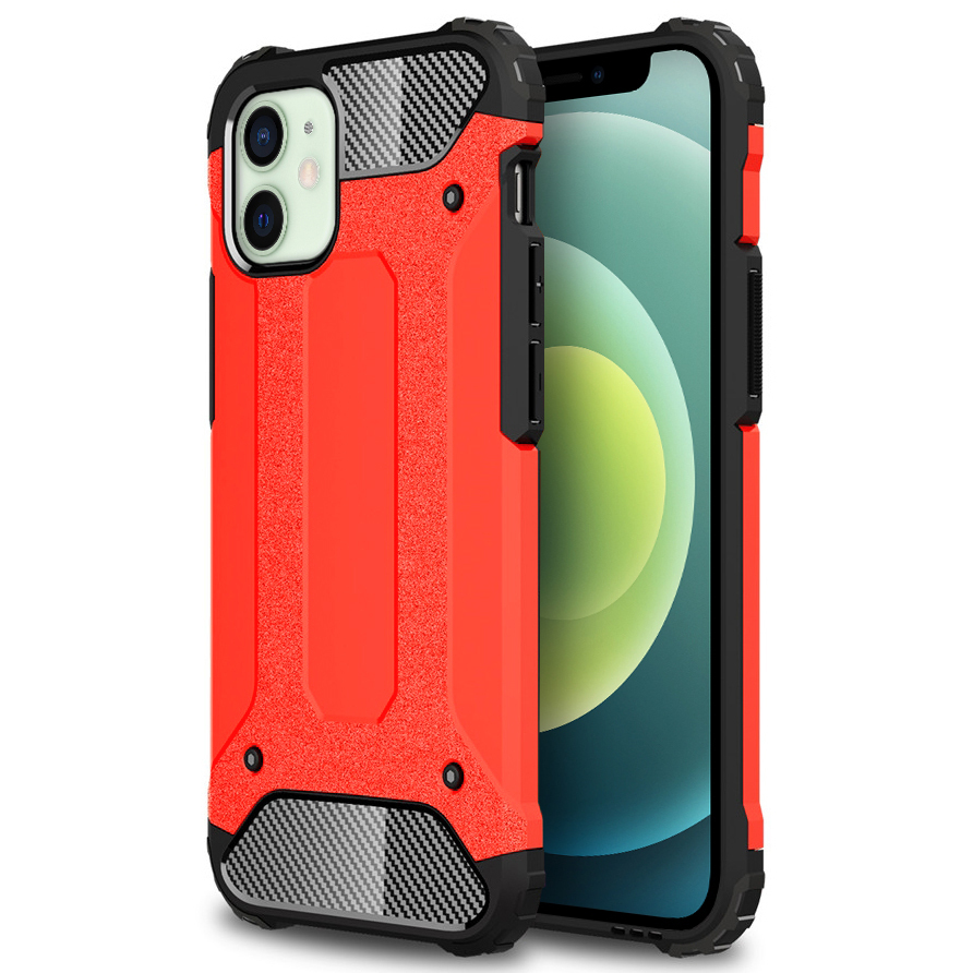 Military Defender Shockproof Case for iPhone 12 Mini (Red)