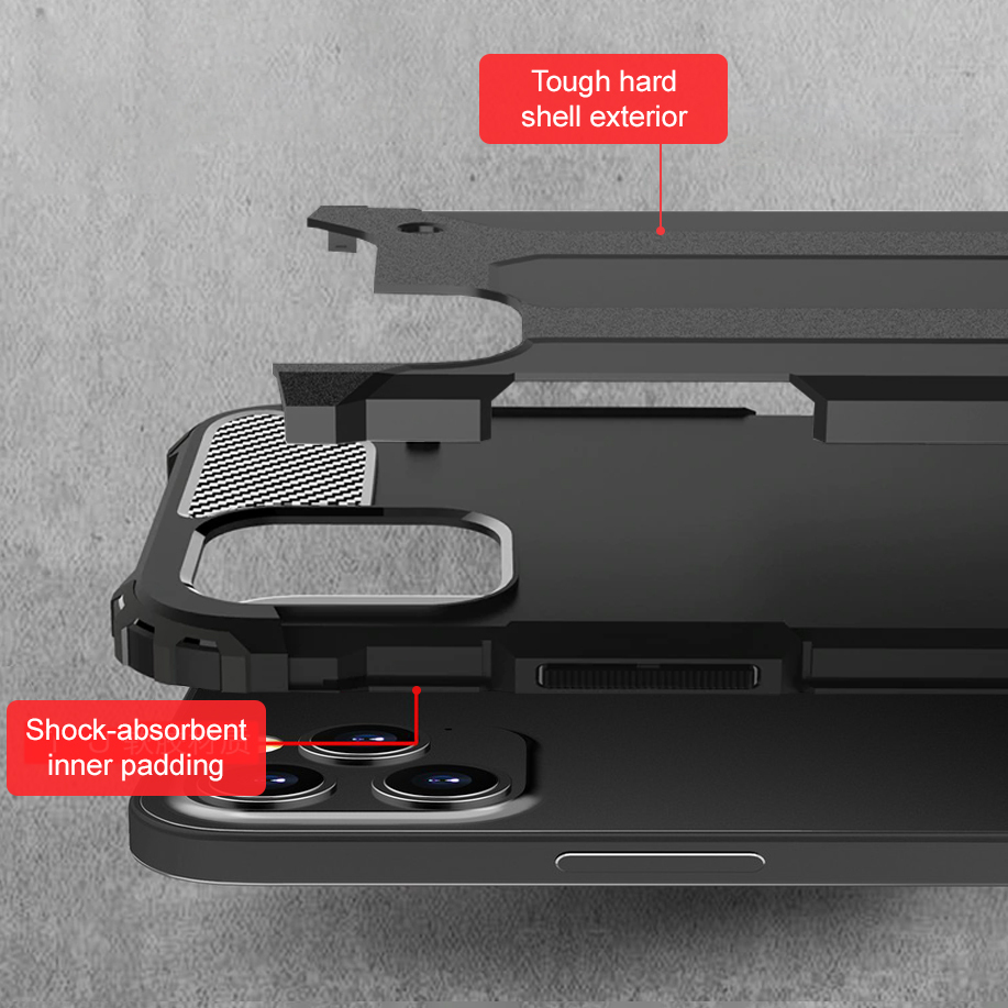 Military Defender Shockproof Case for iPhone 12 / 12 Pro (Black)