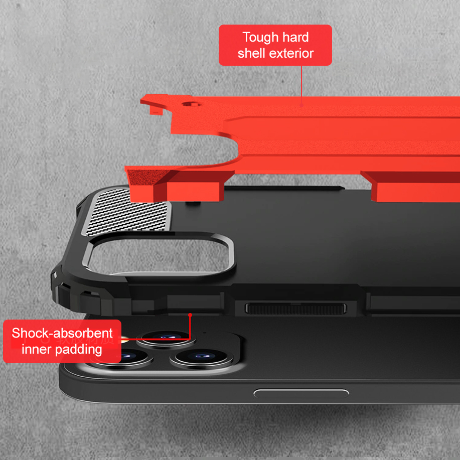Military Defender Shockproof Case for iPhone 12 Pro Max (Red)