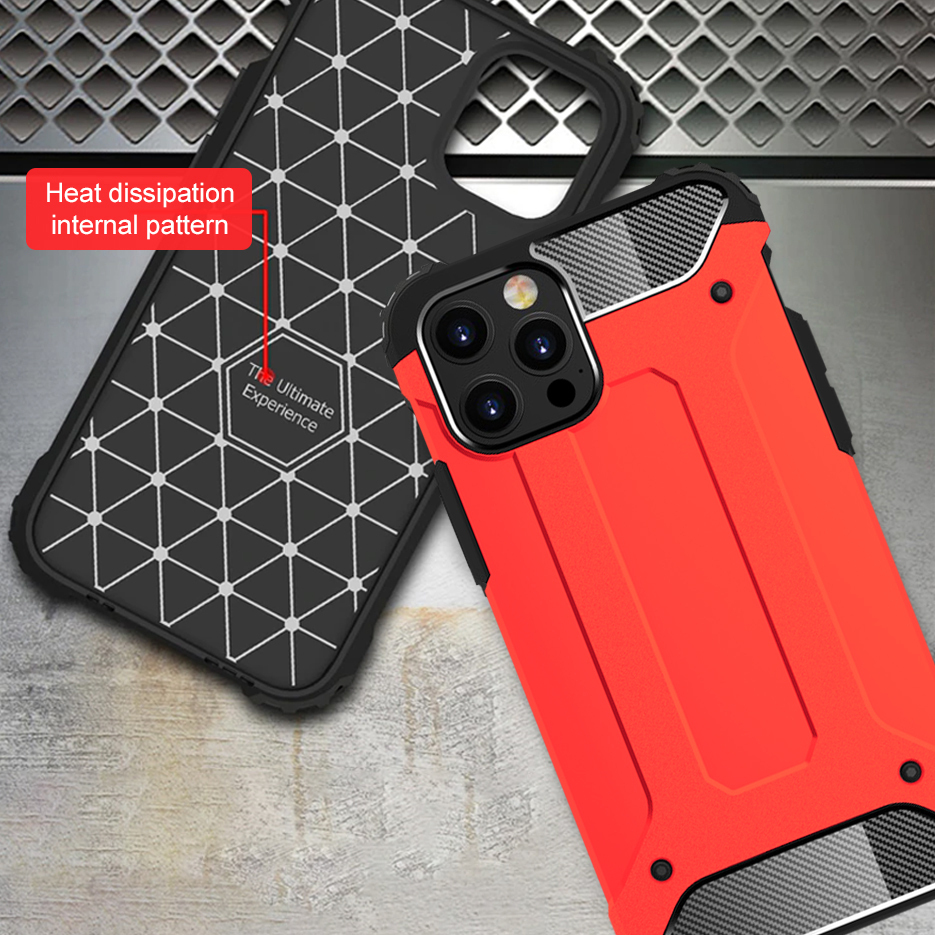 Military Defender Shockproof Case for iPhone 12 Pro Max (Red)