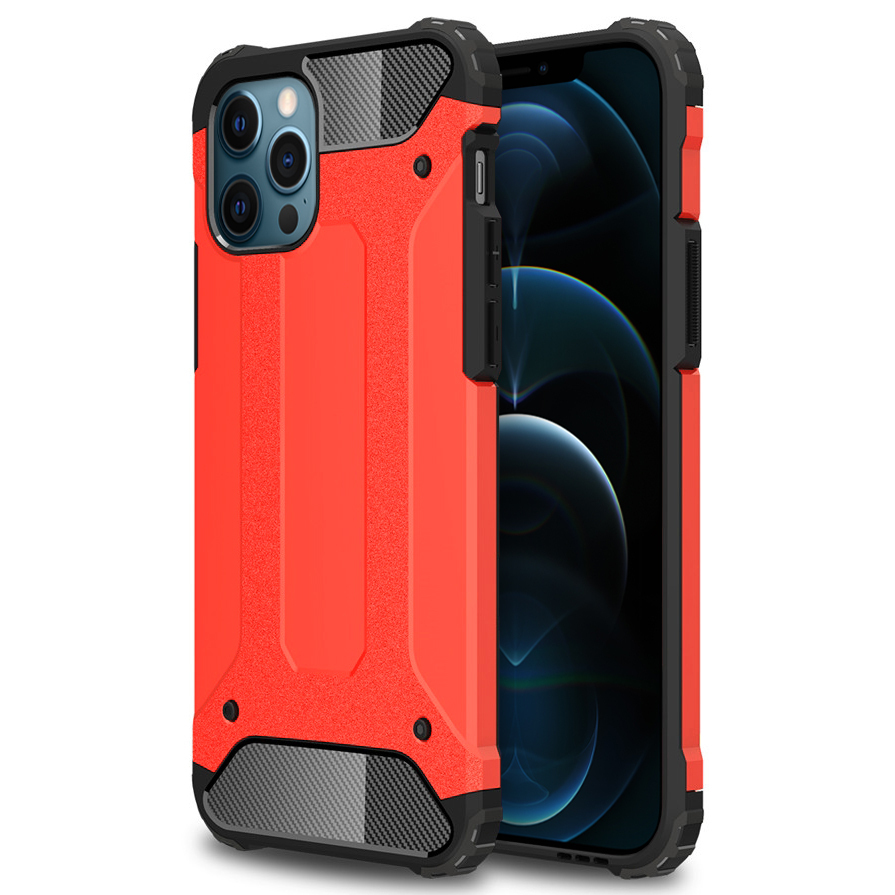 Military Defender Shockproof Case for iPhone 12 Pro Max (Red)