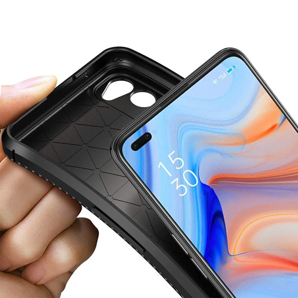 Flexi Slim Carbon Fibre Case for Oppo Reno4 5G (Black)
