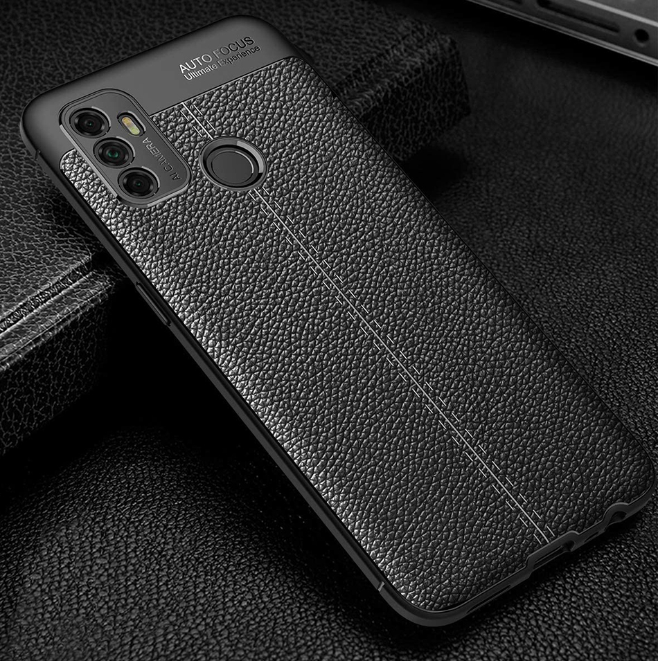 Flexi Slim Litchi Texture Case for Oppo A53s (Black)