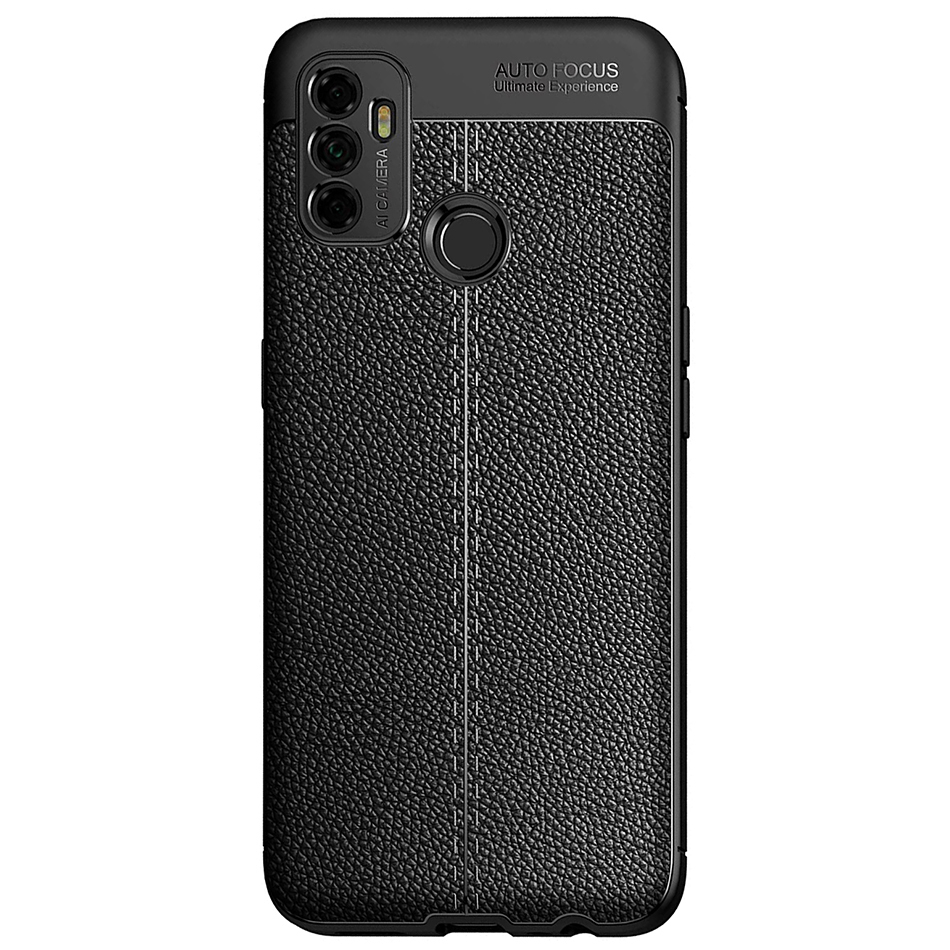 Flexi Slim Litchi Texture Case for Oppo A53s (Black)