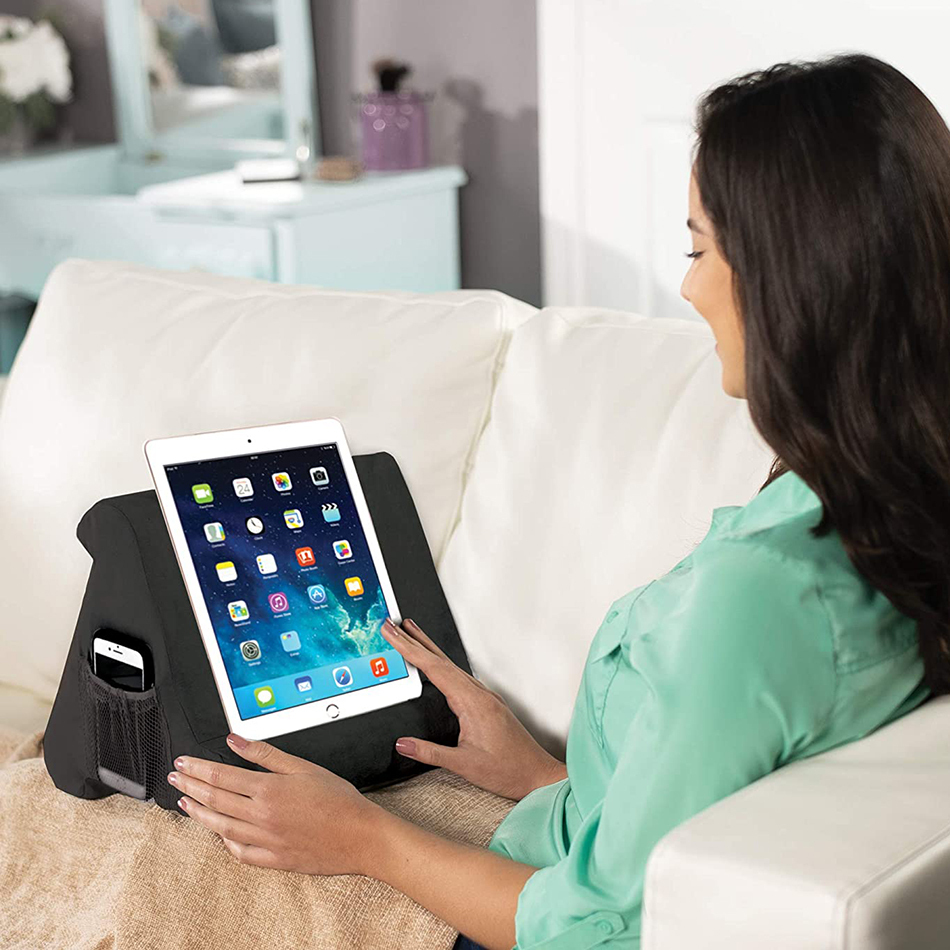 Soft Bed Couch Pillow Tablet Holder Stand for iPad (Black)