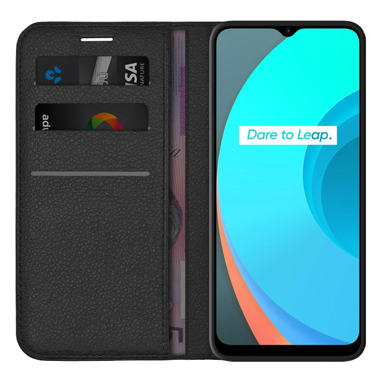 Leather Wallet Case for realme C11 (Black)