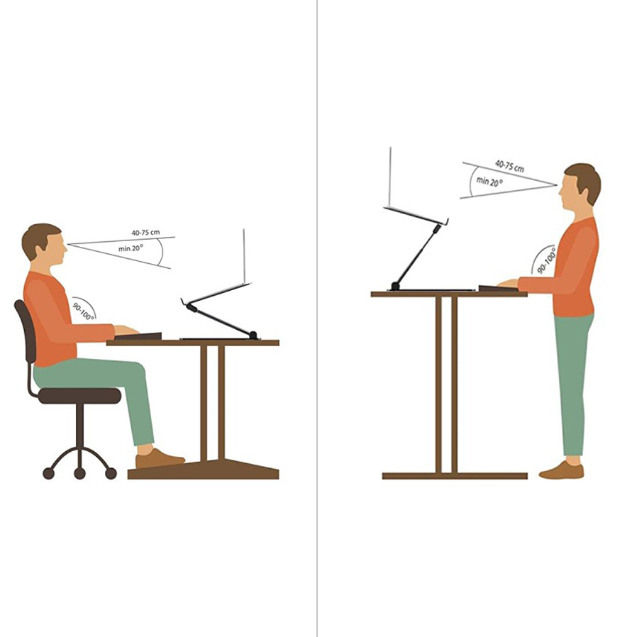 Large Aluminium Extendable Height Desk Stand for MacBook / Laptop