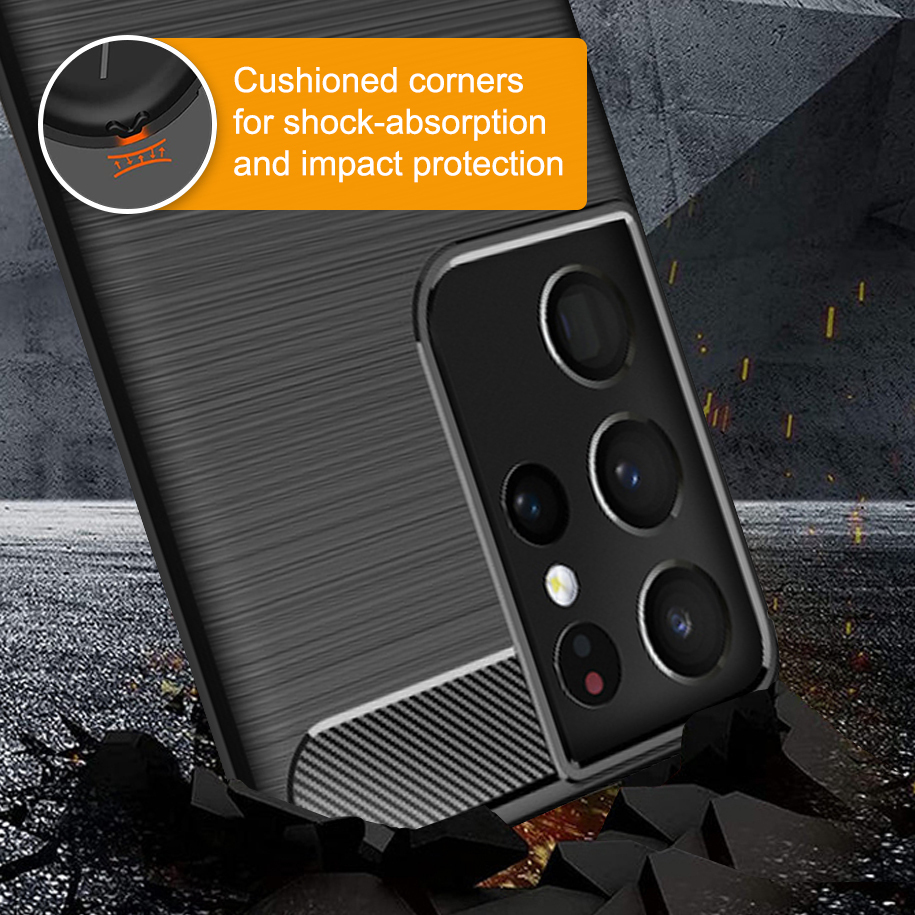 Flexi Slim Carbon Fibre Case for Samsung Galaxy S21 Ultra (Black)