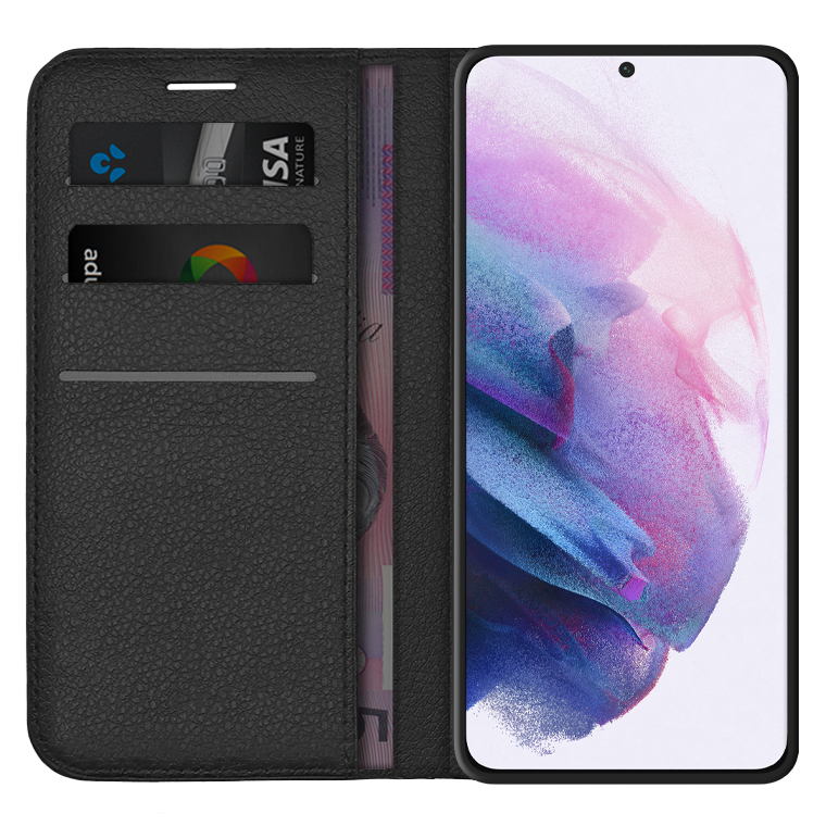Leather Wallet Case for Samsung Galaxy S21+ (Black)