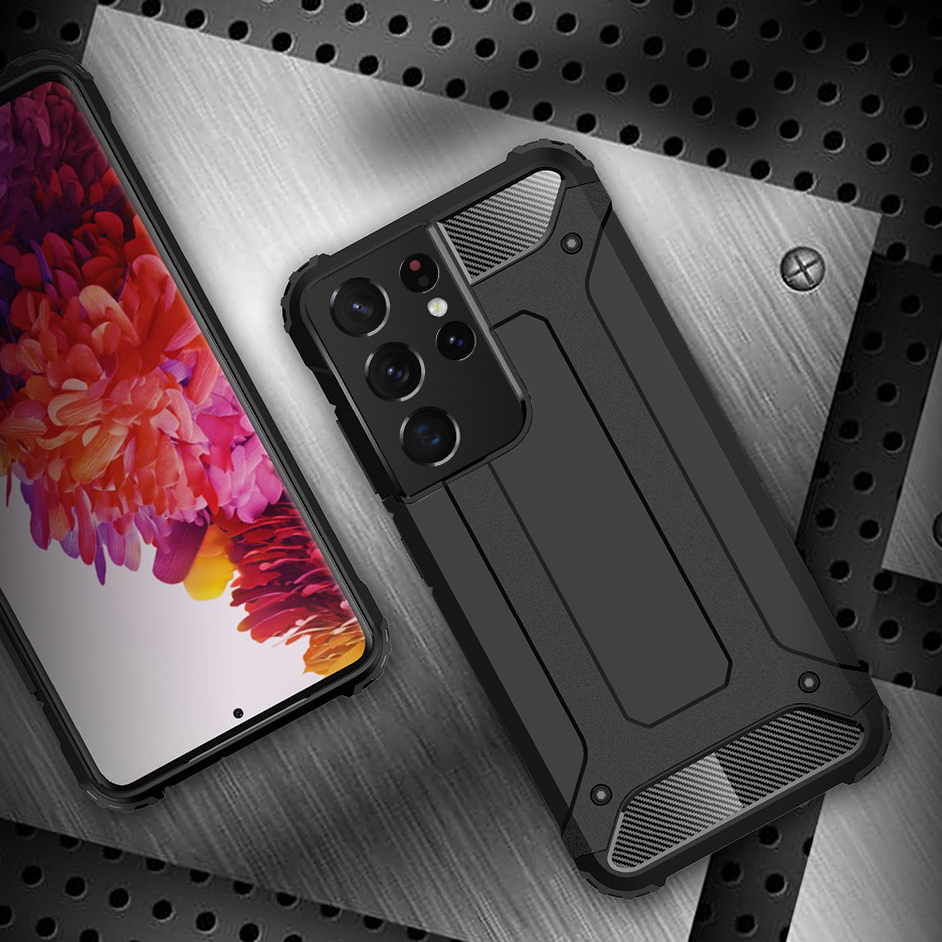 Military Defender Shockproof Case for Galaxy S21 Ultra (Black)