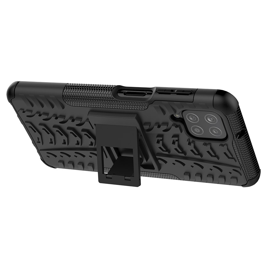 Dual Layer Rugged Tough Case for Samsung Galaxy A12 (Black)