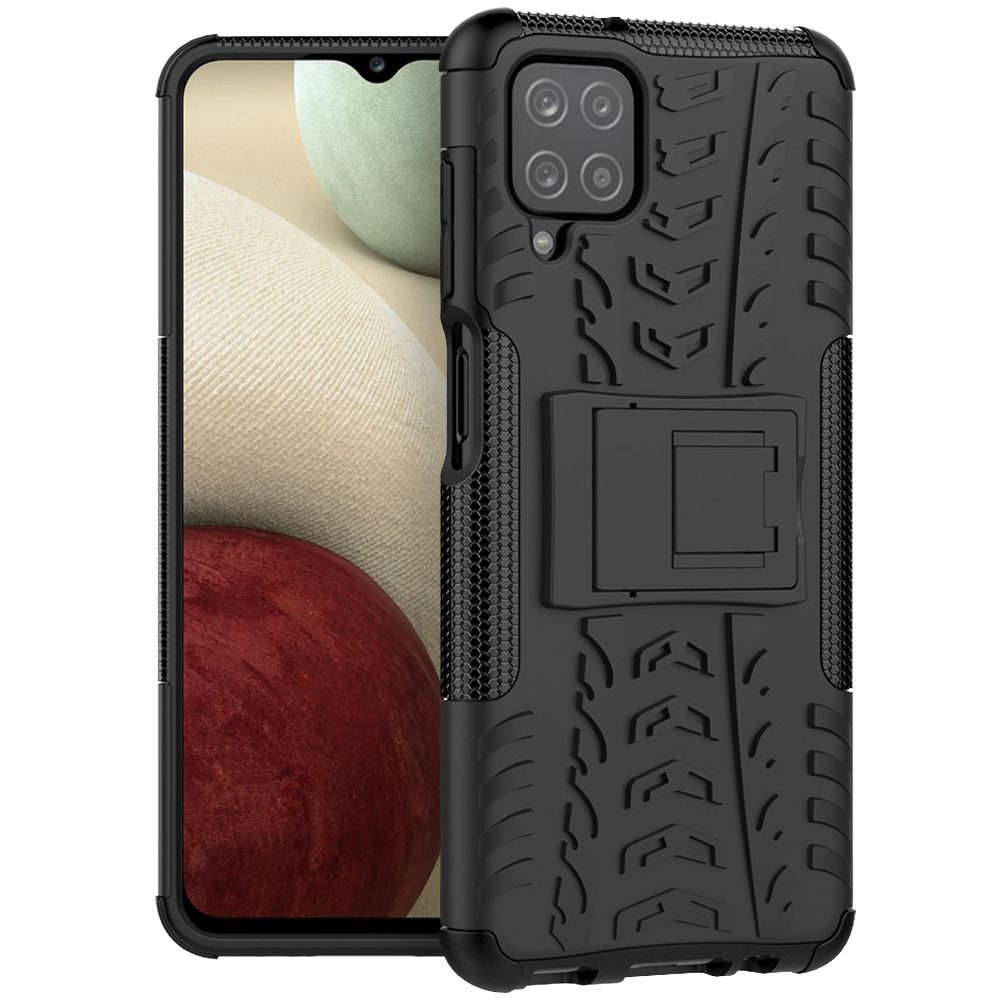 Dual Layer Rugged Tough Case for Samsung Galaxy A12 (Black)