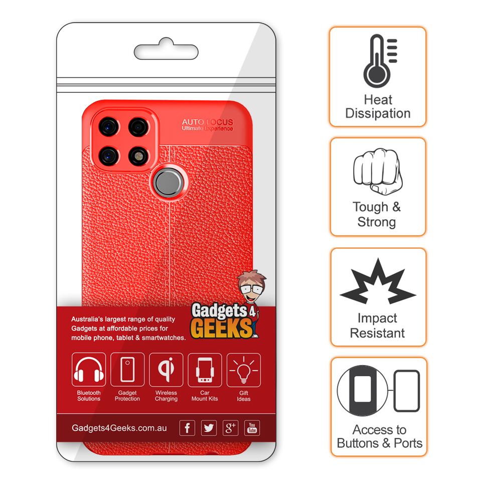 Flexi Slim Litchi Texture Case for Oppo A15 (Red)