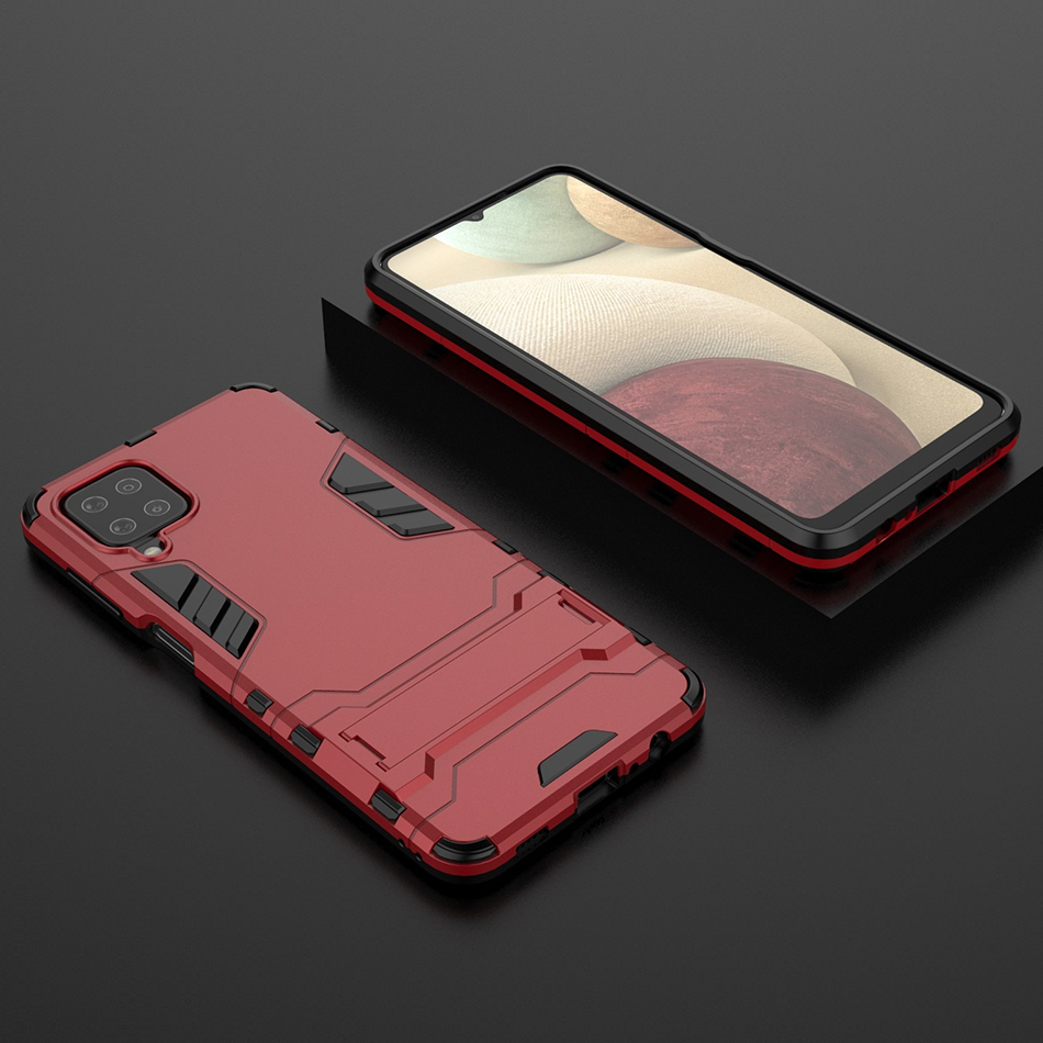 Slim Armour Tough Case & Stand for Samsung Galaxy A12 (Red)