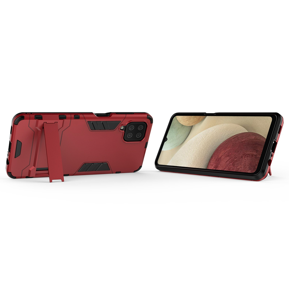 Slim Armour Tough Case & Stand for Samsung Galaxy A12 (Red)