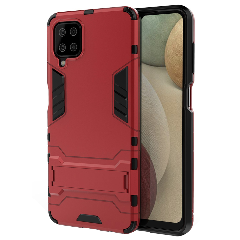 Slim Armour Tough Case & Stand for Samsung Galaxy A12 (Red)